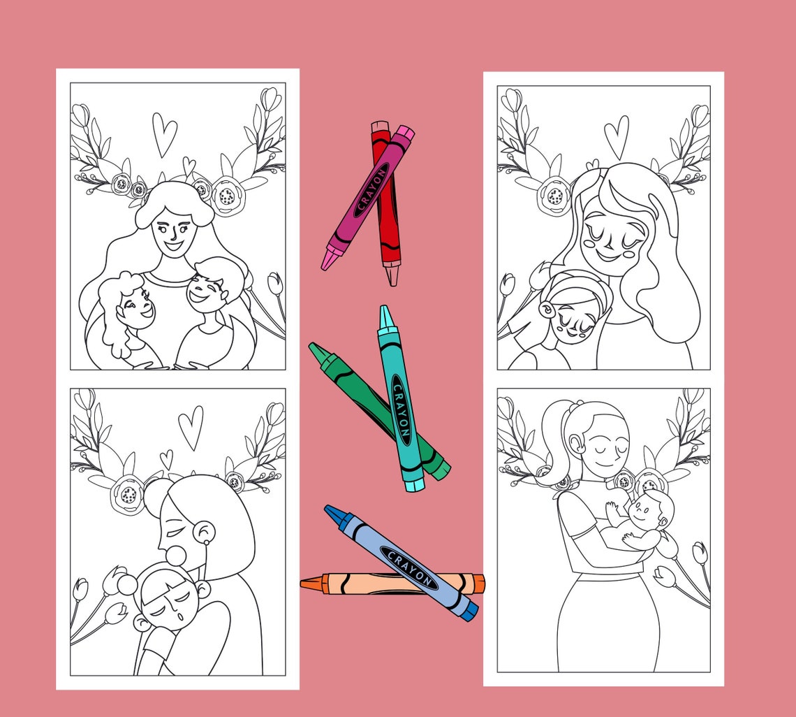 Mothers Day Coloring Book, Mothers Day Printable, Coloring Pages for ...