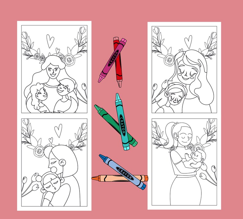 Mothers Day Coloring Book, Mothers Day Printable, Coloring Pages for ...