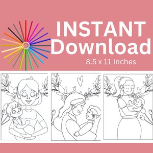 Mothers Day Coloring Book, Mothers Day Printable, Coloring Pages for ...