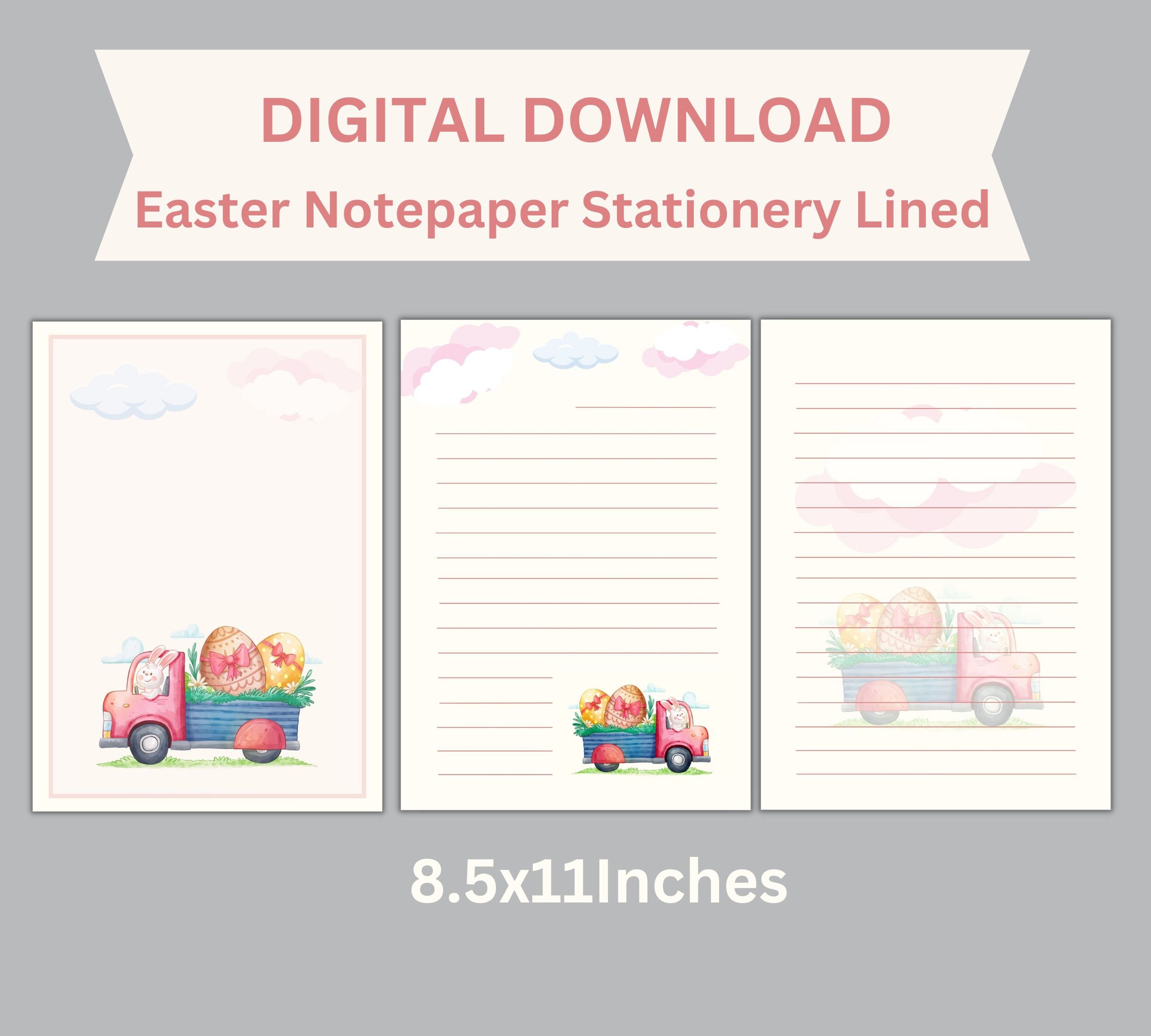 Printable Watercolor Easter Notepaper Stationery Lined and Unlined ...