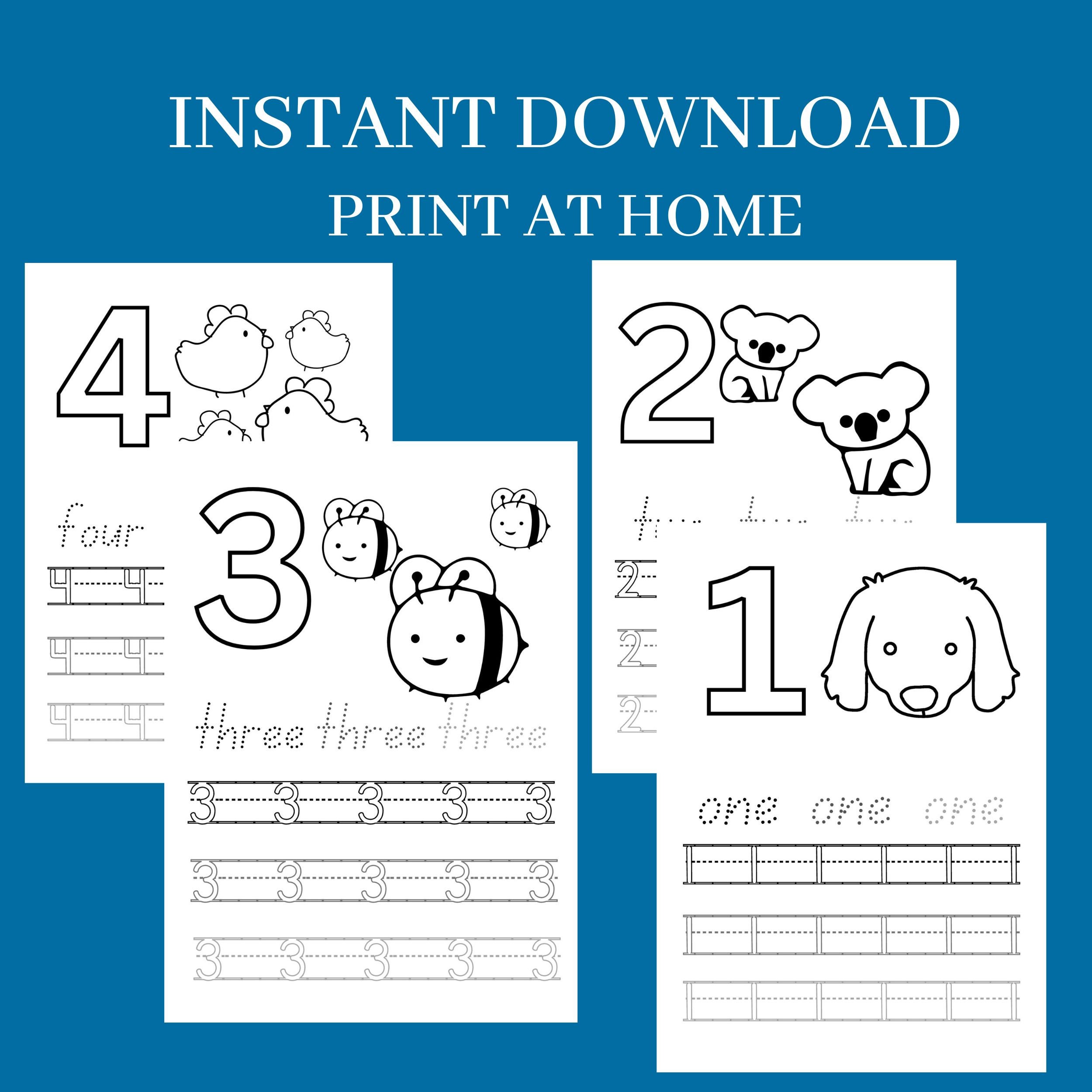 Tracing Number1-10, Handwriting, Practice Preschool, Pintable Worksheet ...