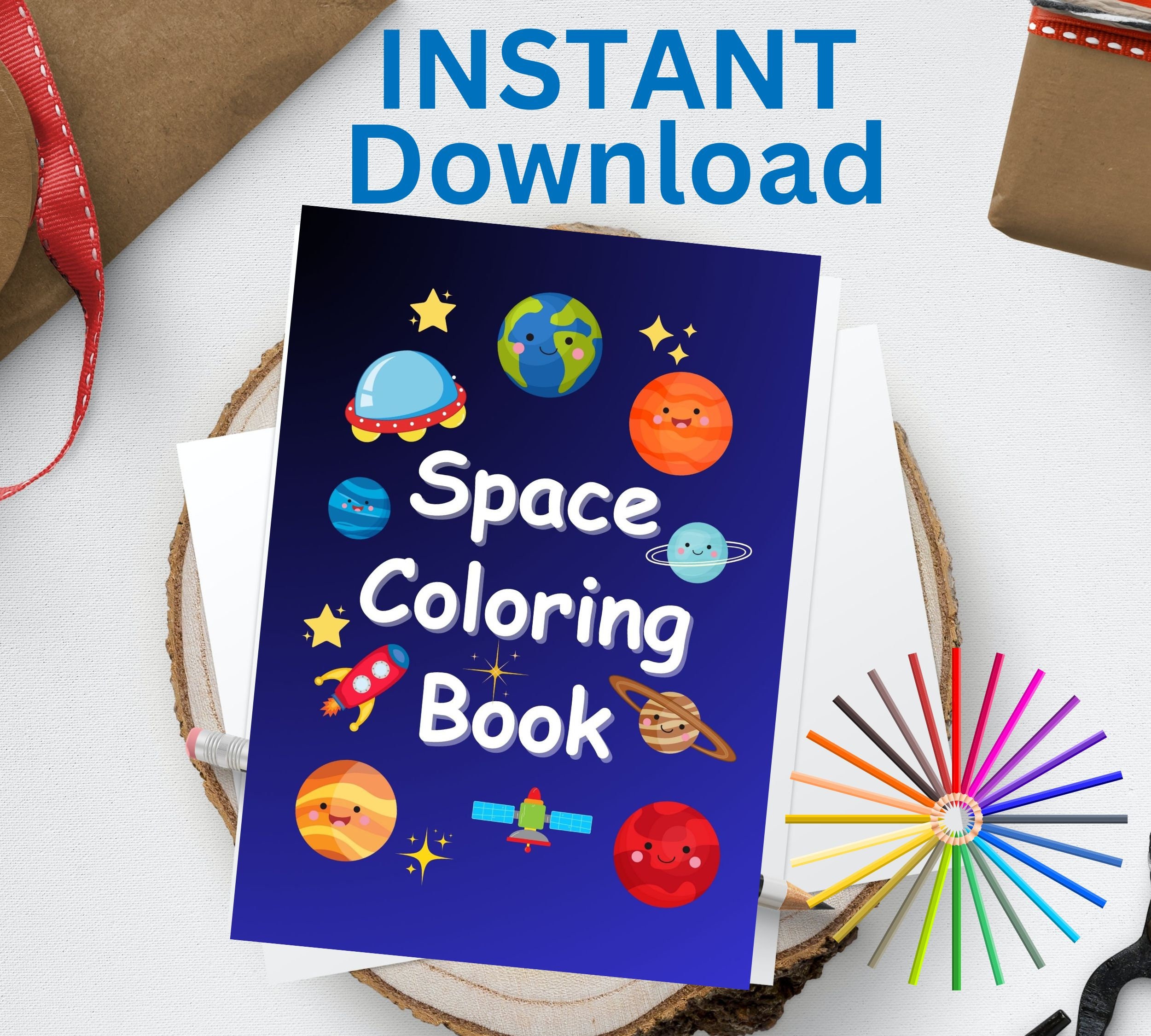 Space Coloring Book for Kids Gift 11page Digital Download Kids Activity ...