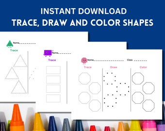 Preschool Shape Tracking Worksheet, Handwriting Practice, Basic Shapes ...