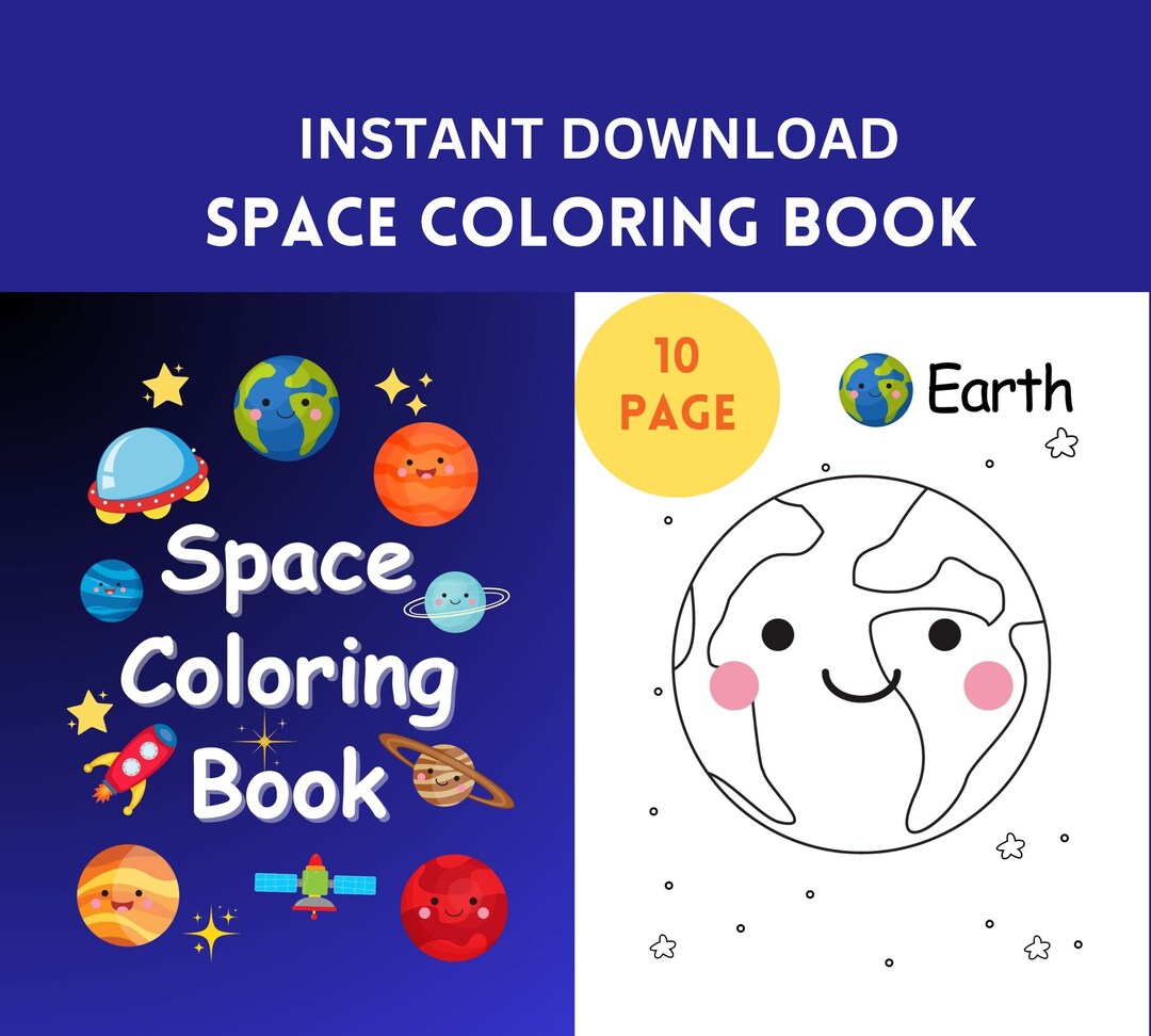 Space Coloring Book for Kids Gift 11page Digital Download Kids Activity ...