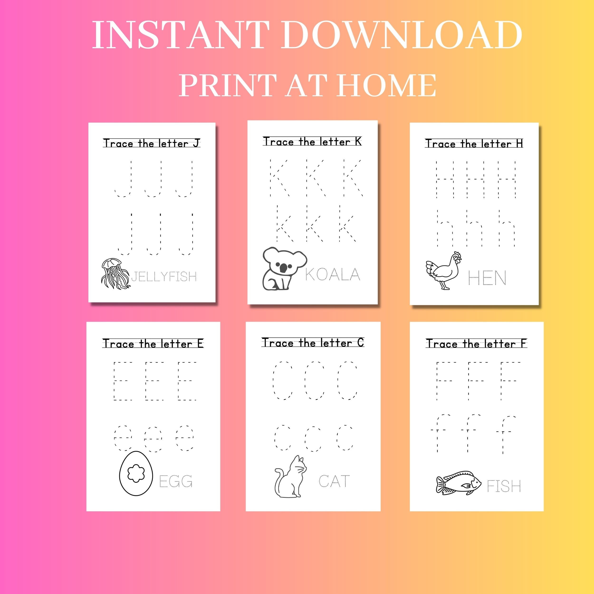 Worksheet Preschool Tracing Alphabet Letters A-Z Uppercase & Lowercase ...