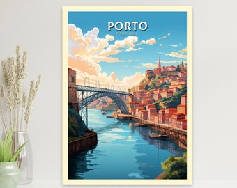 Porto Portugal Travel Poster / Porto Vintage Illustration / - Etsy