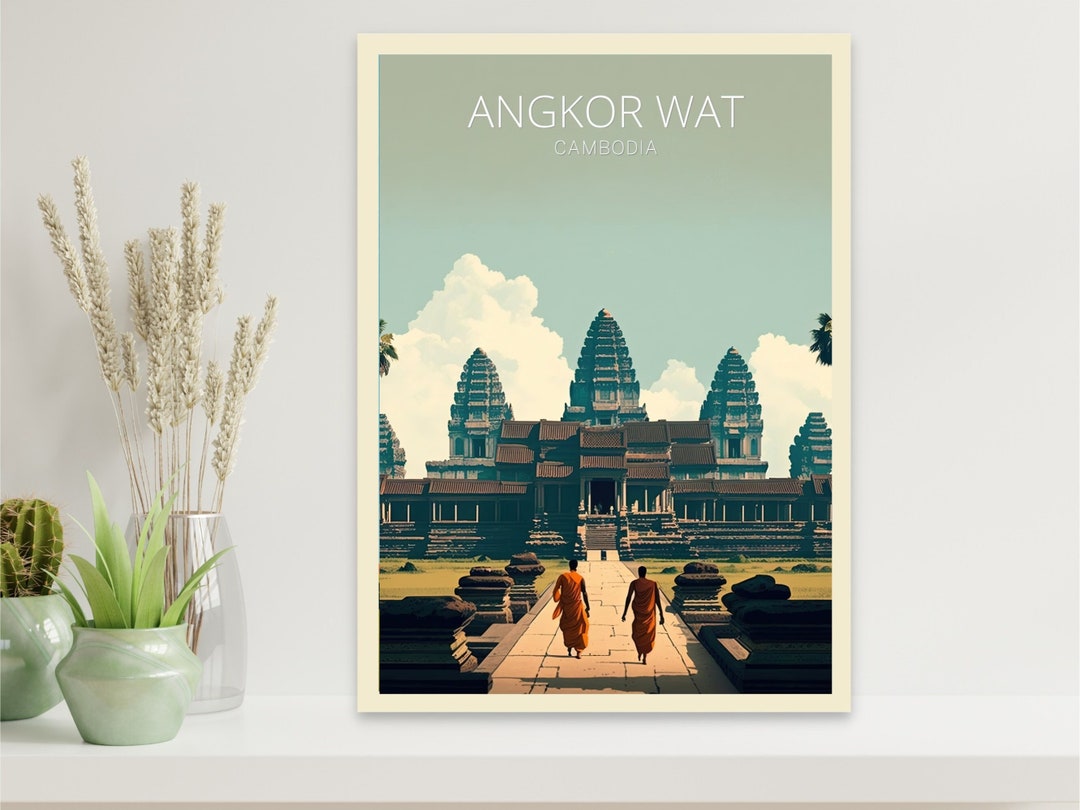 Angkor Wat Print Angkor Wat Illustration Cambodia Sunset Cambodia Print ...