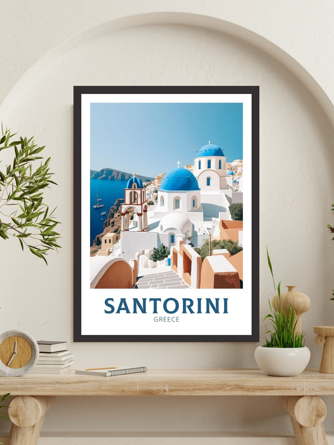 Santorini Travel Poster Santorini Illustration Santorini Wall Art ...