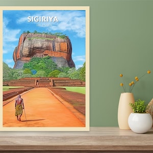 Sigiriya Travel Print Sigiriya Rock Illustration Sigiriya Wall Art Sri ...