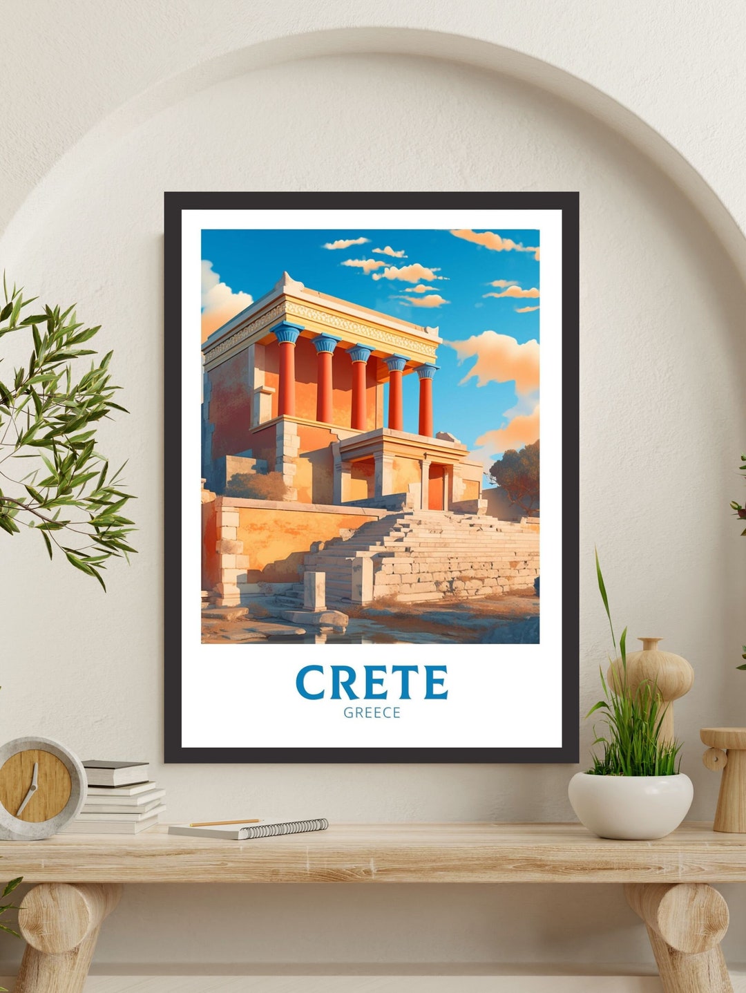 Crete Poster Crete Travel Print Crete Island Design Knossos Palace ...
