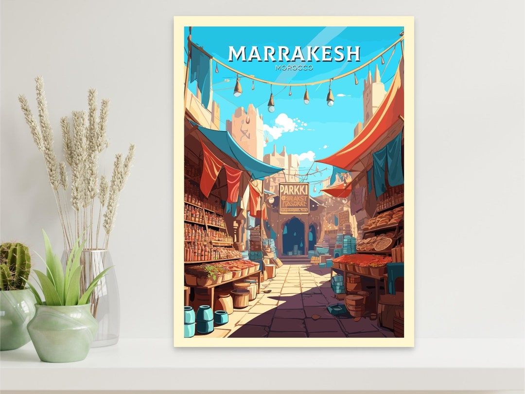 Marrakesh Travel Print Marrakesh Illustration Marrakesh Wall Art Morocco Print Morocco Home ...