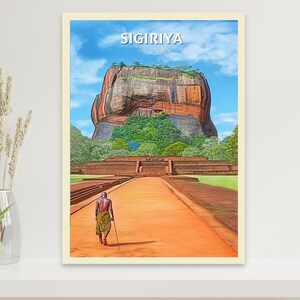 Sigiriya Travel Print Sigiriya Rock Illustration Sigiriya Wall Art Sri ...