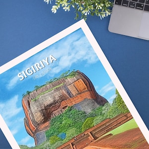 Sigiriya Travel Print Sigiriya Rock Illustration Sigiriya Wall Art Sri ...
