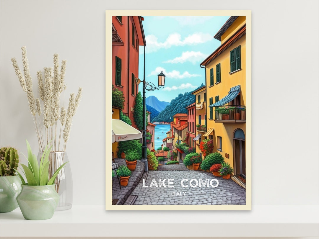 Lake Como Italy Travel Print Lake Como Illustration Lake Como Wall Art ...
