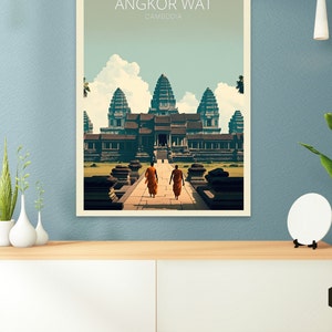 Angkor Wat Print Angkor Wat Illustration Cambodia Sunset Cambodia Print ...