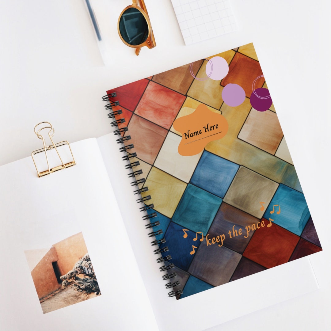 Spiral Notebook Ruled Line Tile Patterns Notebook Custom Gift JW ...