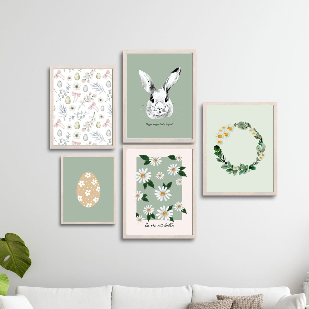 Easter Gallery Wall Art, Set of 5, Printable Wall Art, Spring Art ...