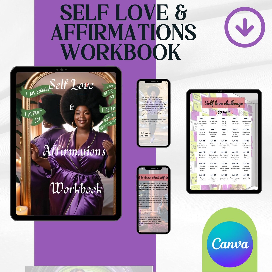Affirmations Workbook | Self-love Journal | Printable Mental Health ...