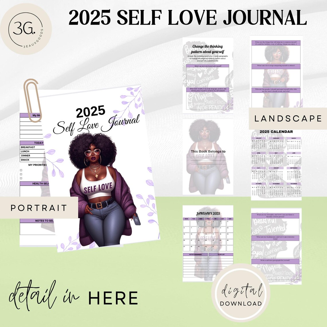 2025 Self-love Journal | Digital Self-care Planner | Daily Affirmations ...