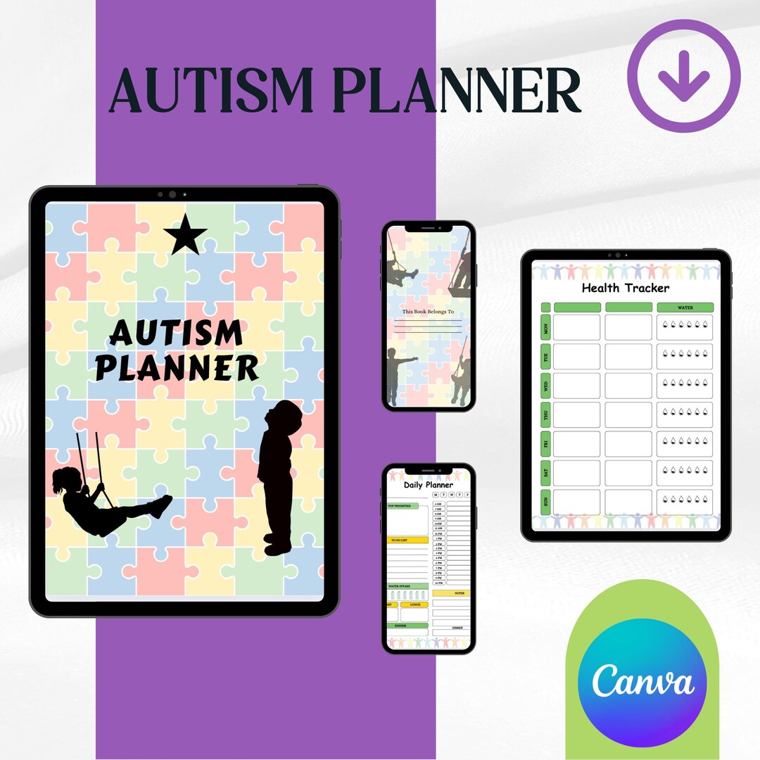Autism Planner Printable and Digital PDF Daily Routine Food Tracker ...