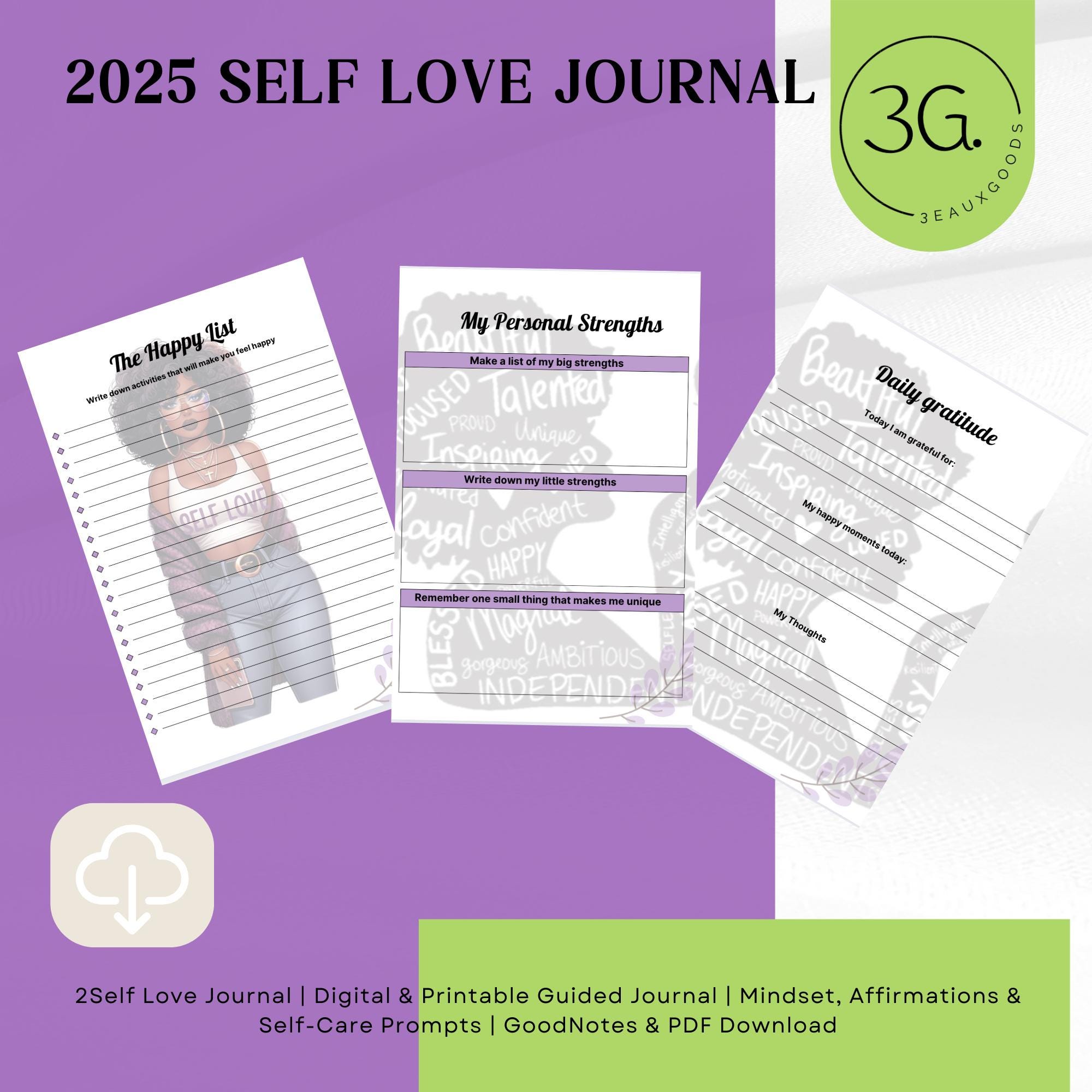 2025 Self-love Journal | Digital Self-care Planner | Daily Affirmations ...