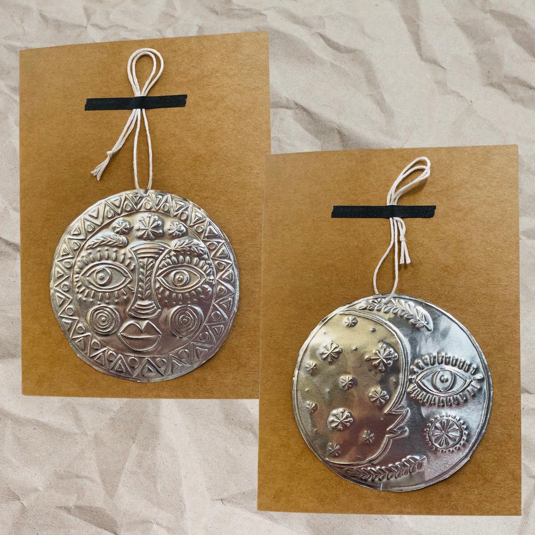 Embossed Tin Greeting Card Silver Moon Design - Etsy