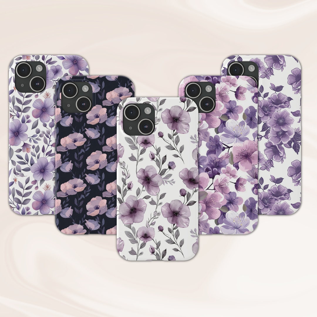 Floral Phone Case for Her Purple Flower Phone Casing, Phone Cover for ...