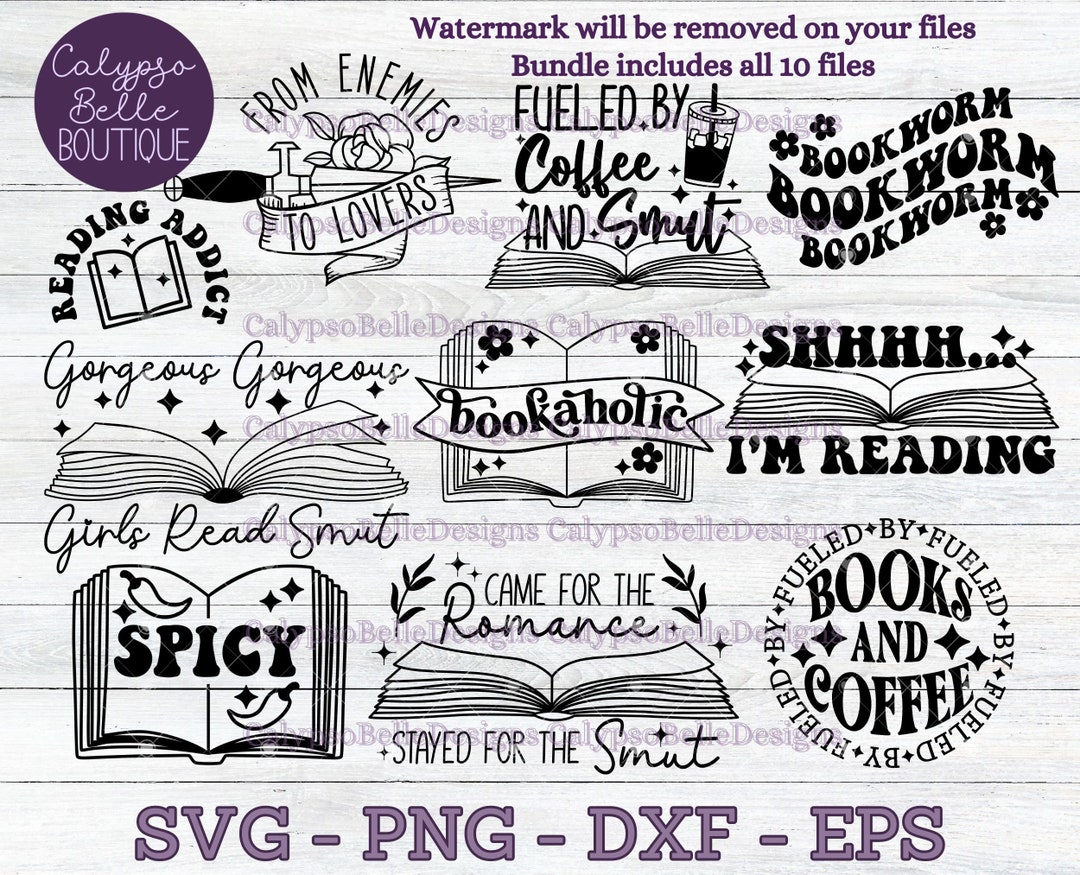 Smut Book Bundle Svg, Romance Reader Svg, Smut Reader Svg, Bookish ...