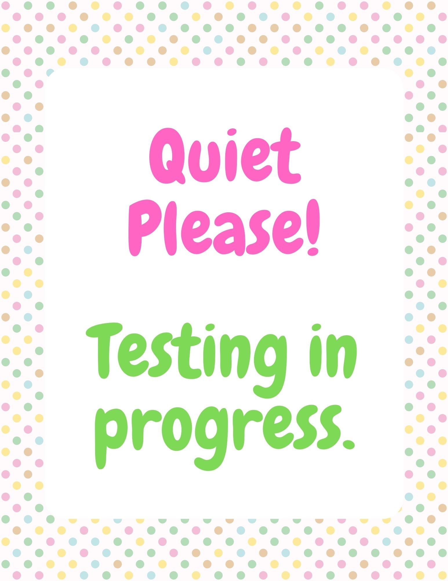 Quiet Please Testing in Progress Sign polka Dots - Etsy