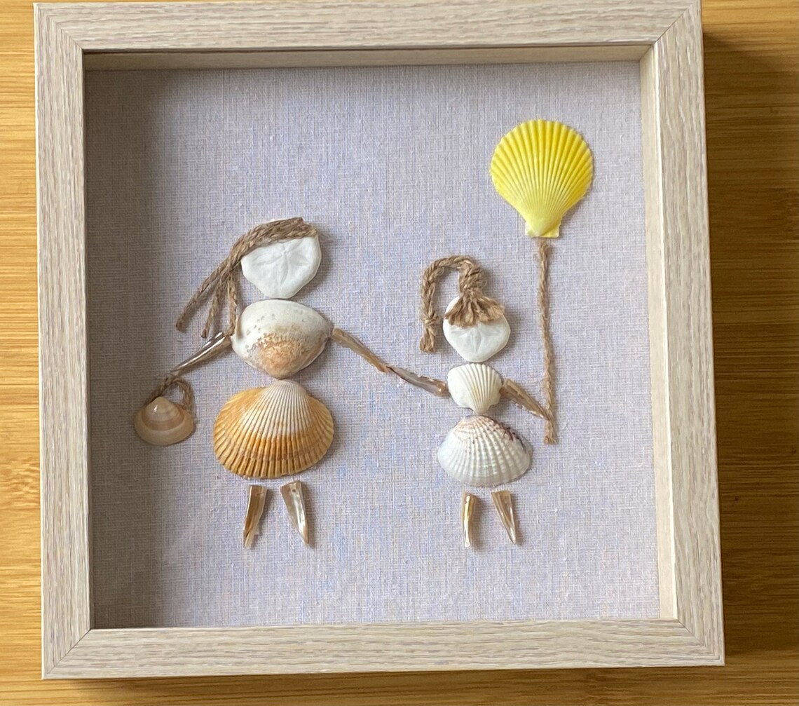 Seashell and Beach Shadow Box, Mother and Daughter, Mom, Mothers Day ...
