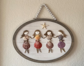 Three Girls/sisters/friends Shell People Art - Etsy