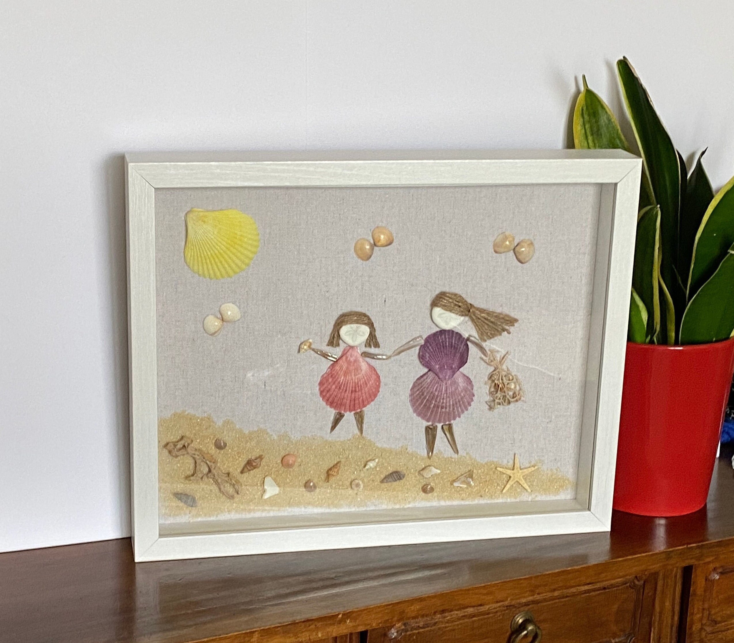 Shell People, Mother and Daughter on the Beach, Seashells Girls ...