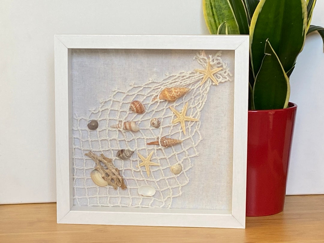 Seashell and Beach Shadow Box, Shell Art Mosaic, Costal Wall Decor ...