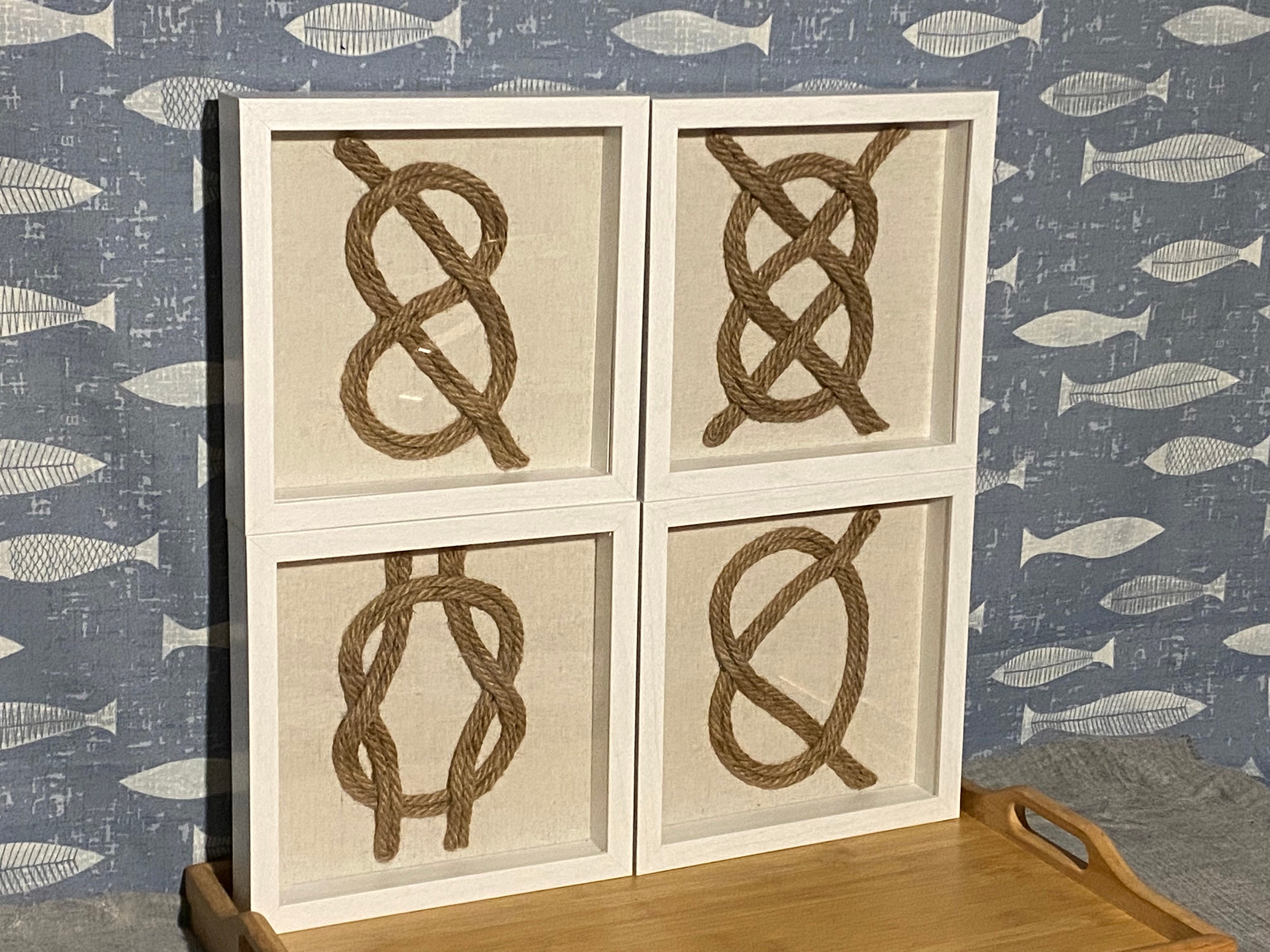 Set of 4 Nautical Knots, Sailor Knots, Beach Decor. - Etsy