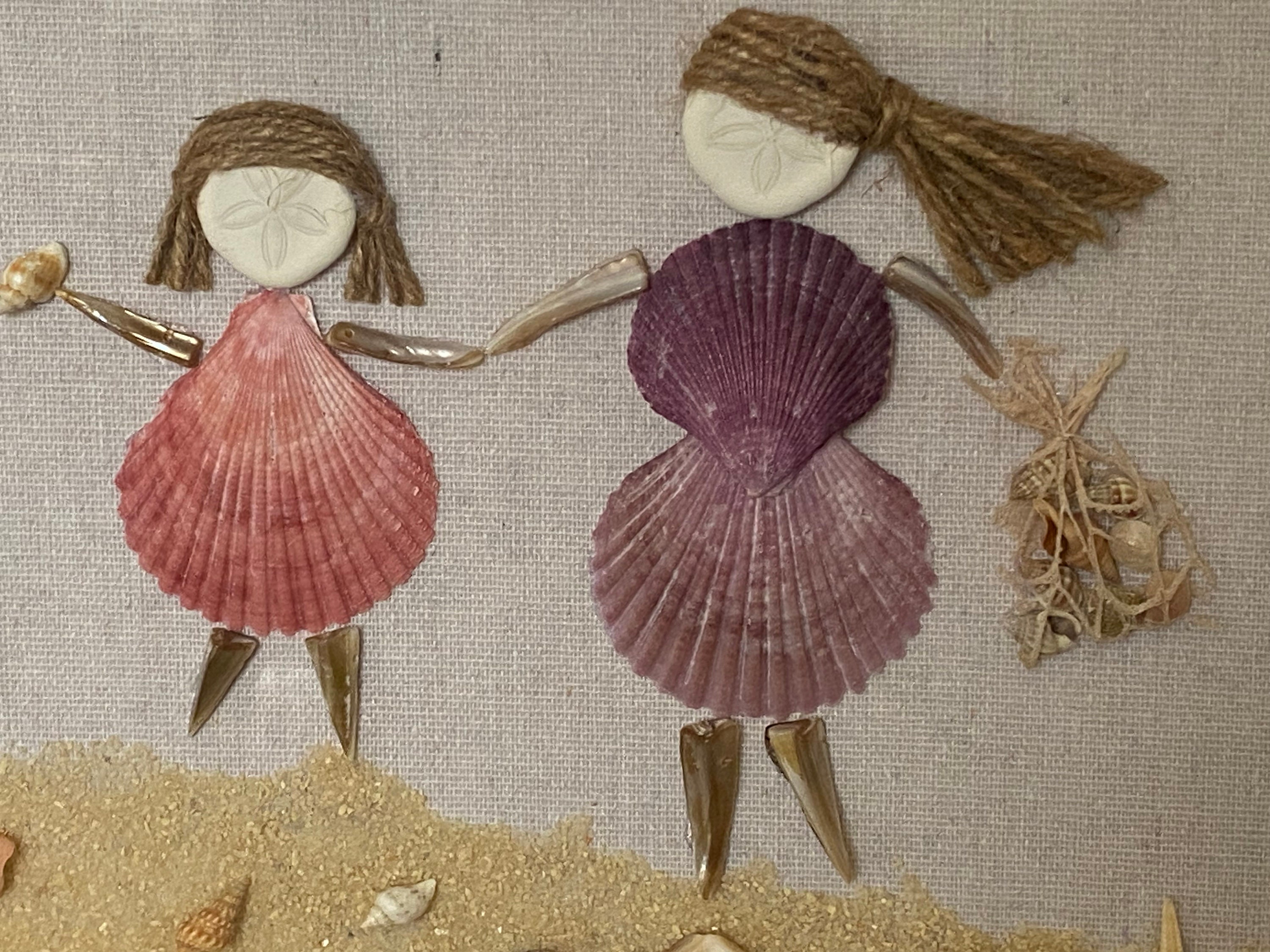 Shell People, Mother and Daughter on the Beach, Seashells Girls ...