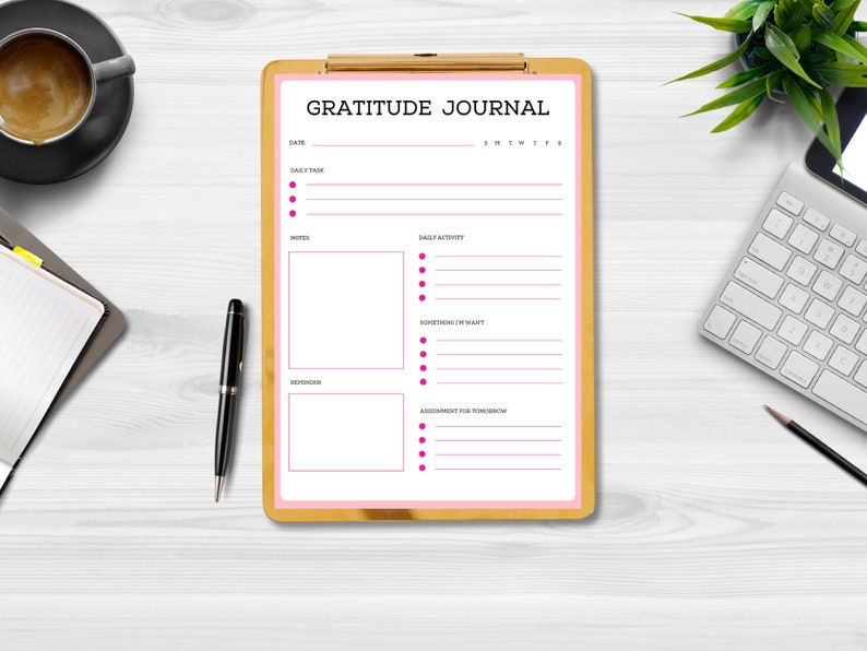 Gratitude Journal Printable Mindfulness Log Daily, Self Care Planner ...