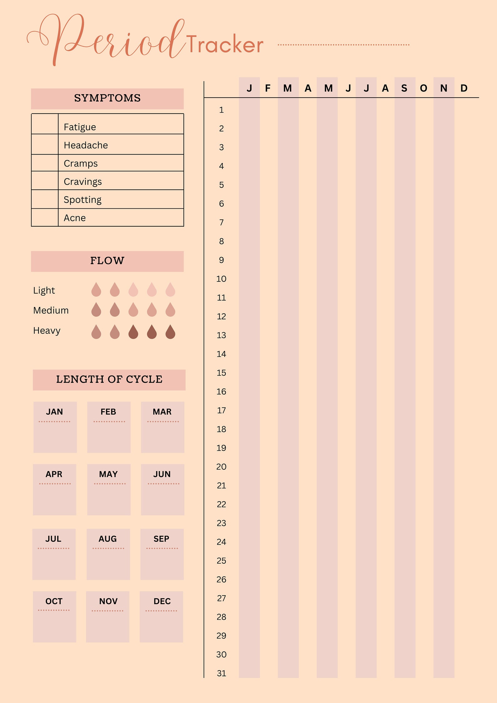 Period Tracker Period Tracker Printable , Ovulation Tracker, Journal ...