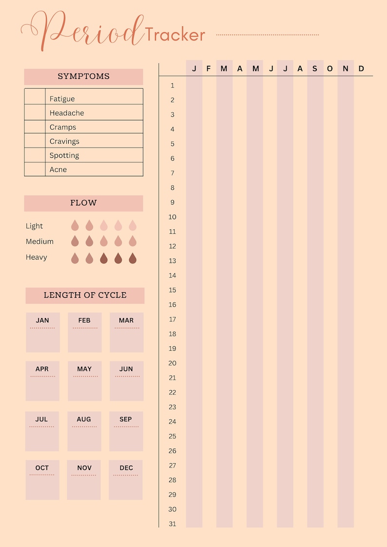 Period Tracker Period Tracker Printable , Ovulation Tracker, Journal ...