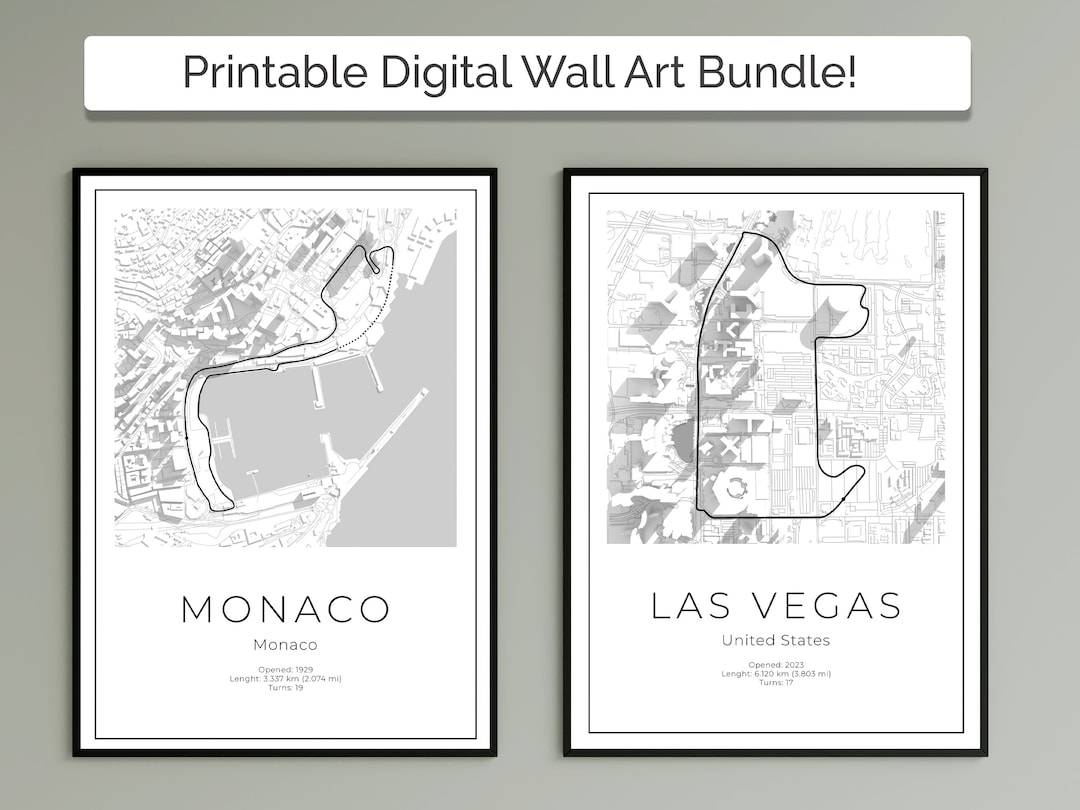 F1 Poster Bundle | Formula One Poster | Monaco Grand Prix Poster | Las ...