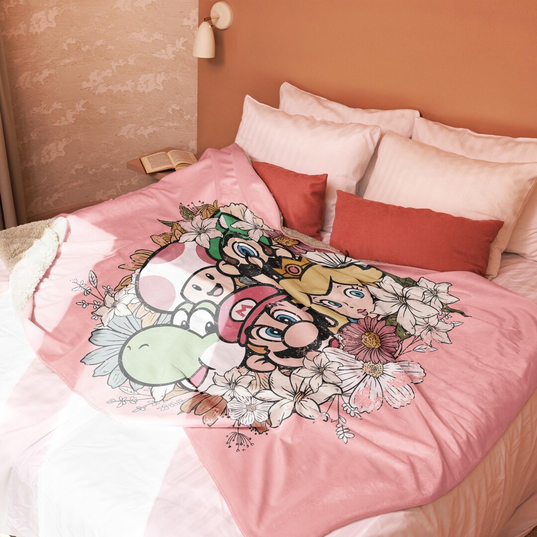 Princess Peach and Friends Sherpa Blanket - Etsy