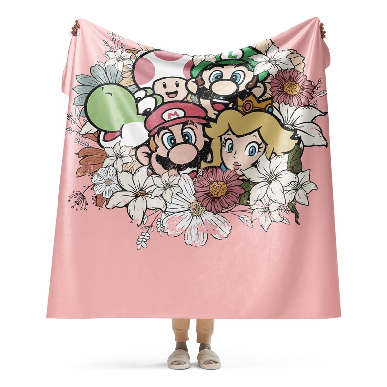 Princess Peach and Friends Sherpa Blanket - Etsy