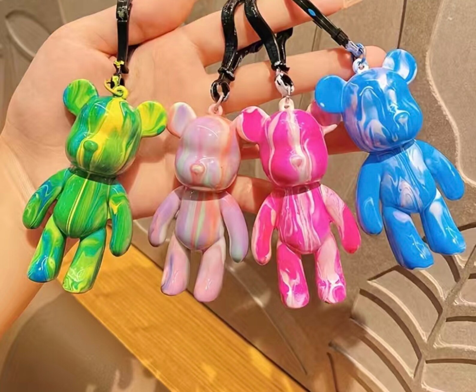 DIY Bear Keychain, Moshi Bear, Fluid Paint, Teddy Bear Keychain, Custom ...