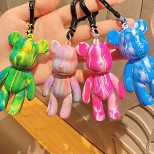 DIY Bear Keychain, Moshi Bear, Fluid Paint, Teddy Bear Keychain, Custom ...