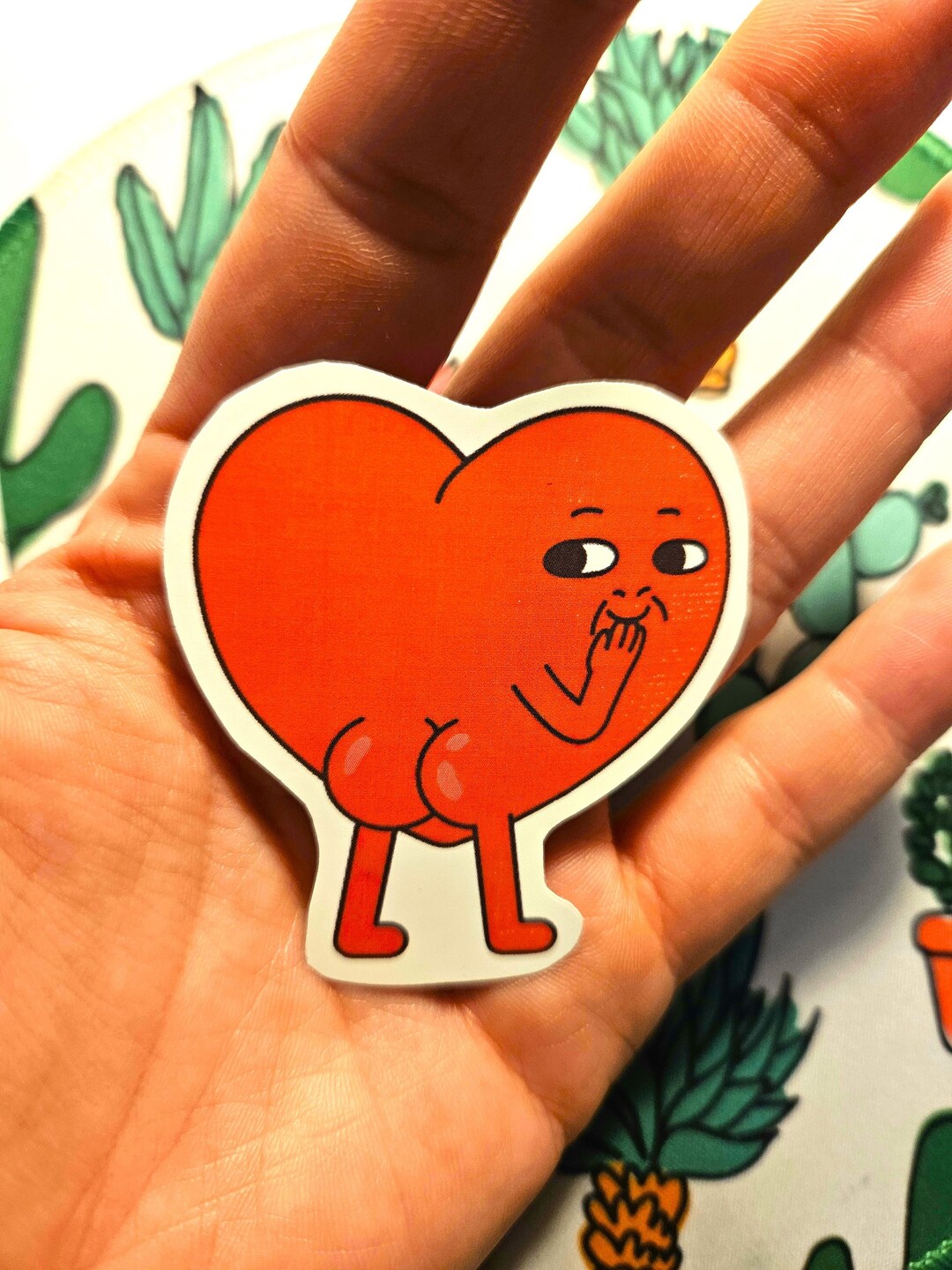 Cheeky Heart Sticker: Retro Valentine's Day Laptop Decal - Etsy