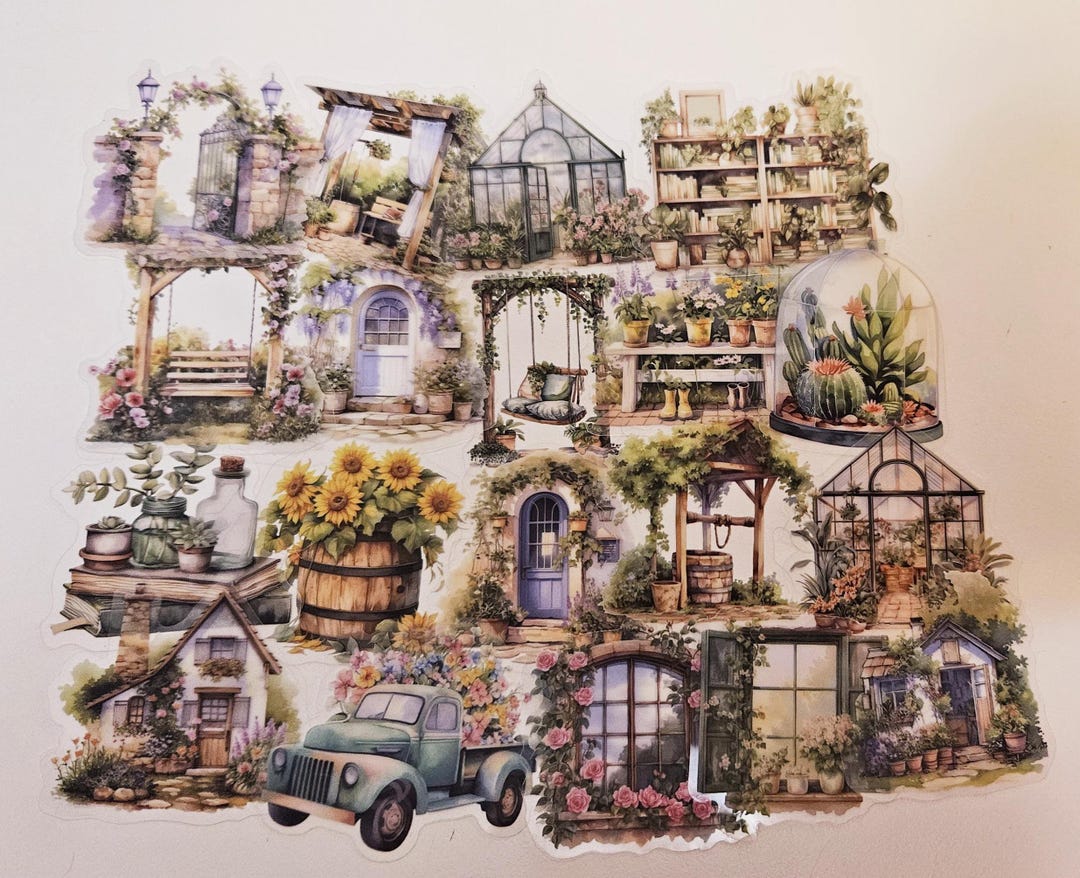 5 Cottage Garden Gates Aesthetic Stickers for Water Bottles Laptops ...