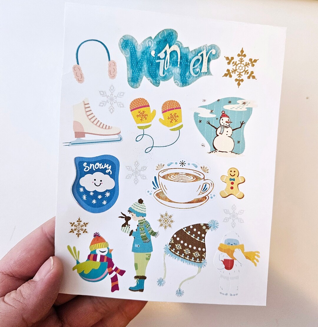 Winter Snow Stickers: Journal Planner Scrapbook Stickers - Etsy