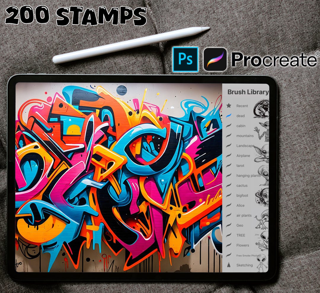 200 Graffiti Procreate Stamps ~ Graffiti Letters & Tags - Etsy