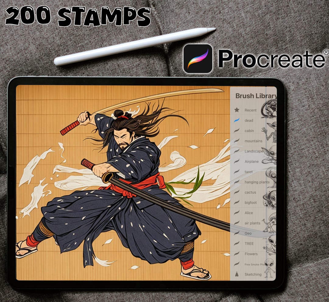 200 Samurai Procreate Stamps ~ Samurai Designs & Photoshop Brushes - Etsy