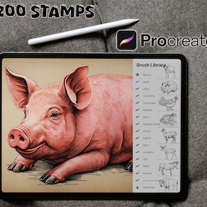 200 Procreate Farm Animal Stamps, Farm Animal Digital Stamps - Etsy