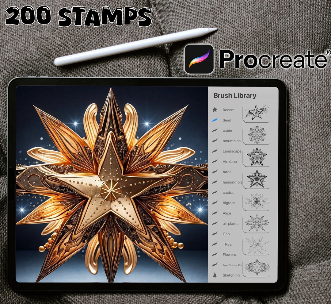 200 Star Procreate Stamps Star Designs & Photoshop Brushes - Etsy